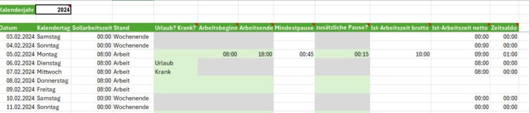Arbeitszeiterfassung: Excel-Vorlage (auch für mehrere Mitarbeiter geeignet) & Video-Anleitung (a